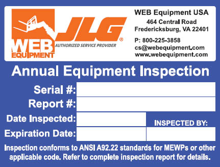 MEWPs Inspections - Web Equipment